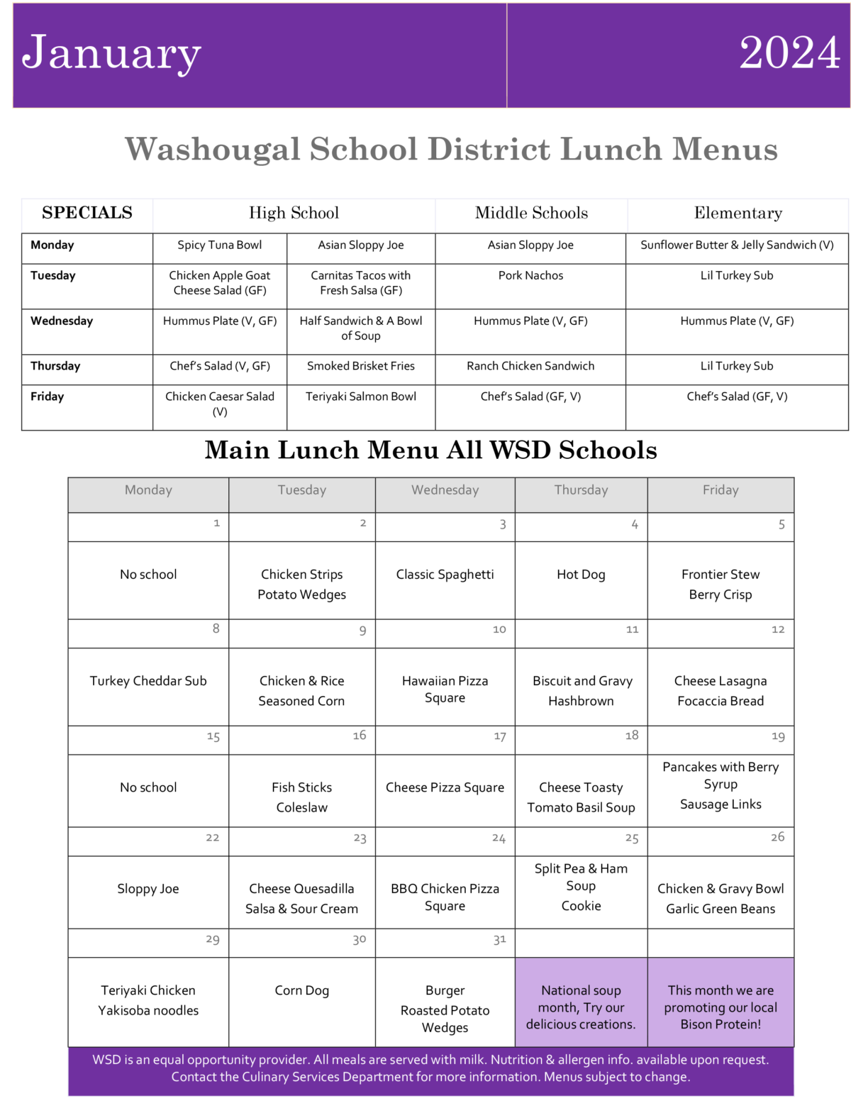 Culinary Services - WSD